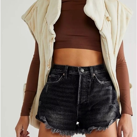 Free People | Shorts | We The Free People Lasso Washed Black Distressed ...